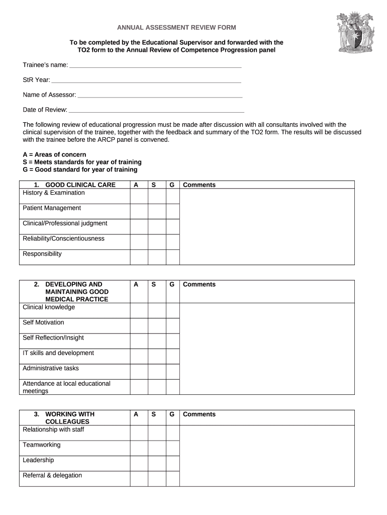 ANNUAL ASSESSMENT REVIEW Doc Template | pdfFiller