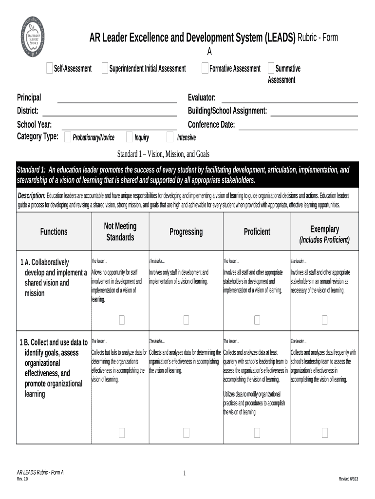 AR Leader Excellence and Development System (LEADS) Rubric - A Doc ...