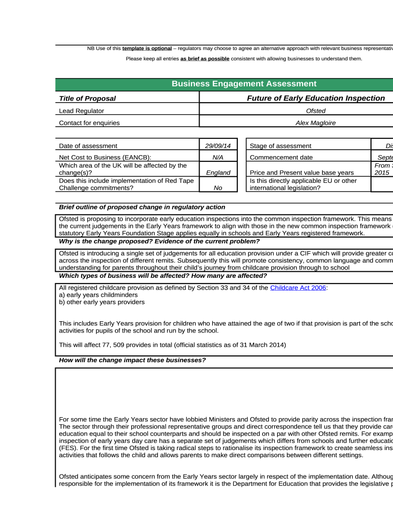 Business Engagement Assessment template Doc Template | pdfFiller