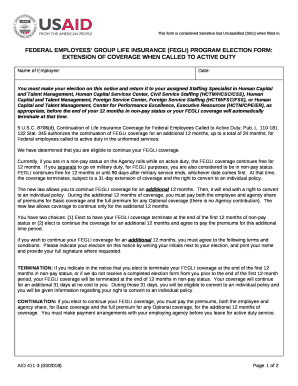 FEDERAL EMPLOYEES GROUP LIFE INSURANCE (FEGLI) PROGRAM ELECTION . AID ...