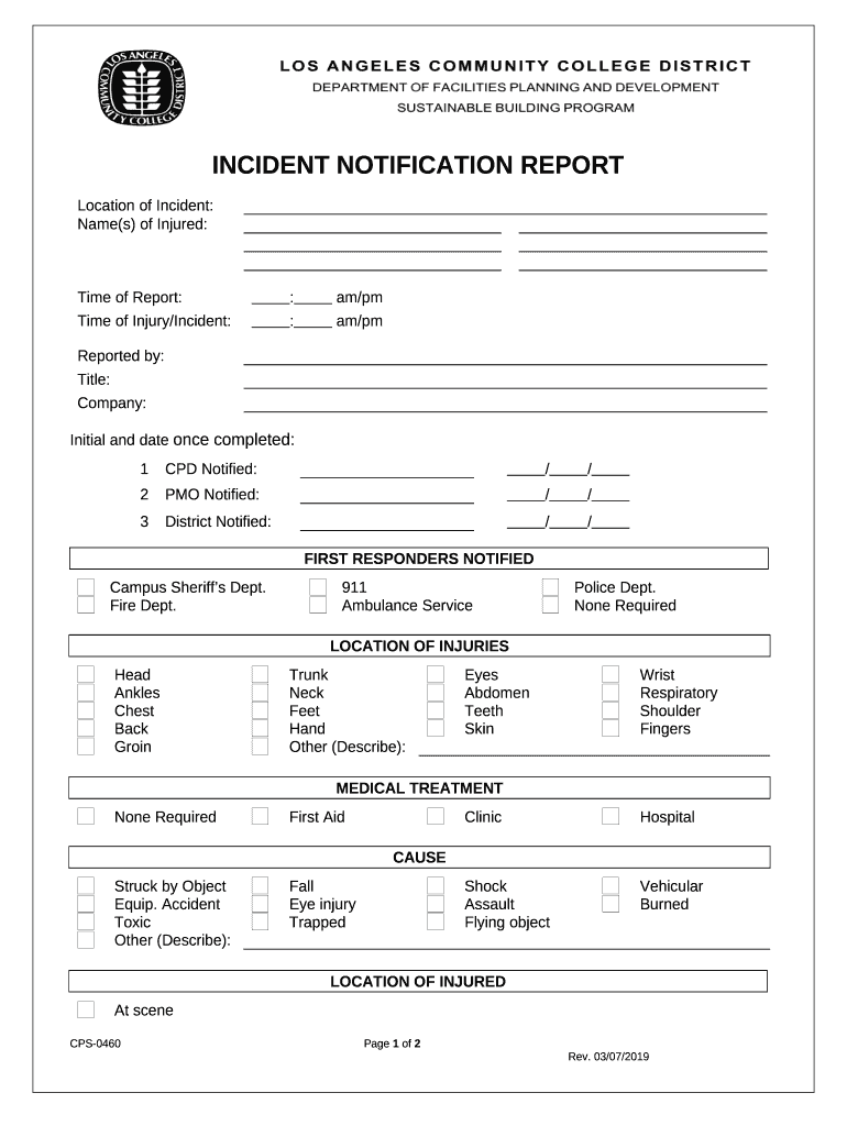 INCIDENT REPORT (for Accidents / Incidents / Near Misses) Doc Template ...