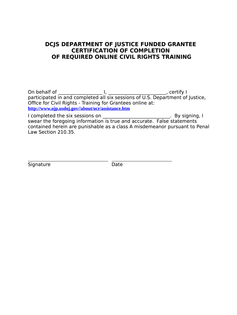 CERTIFICATE FOR EMPLOYEE WHO ONLY WORKS ON - NY DCJS Doc Template ...
