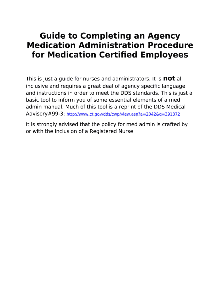 Guide to Completing an Agency Medication Administration Procedure for ...