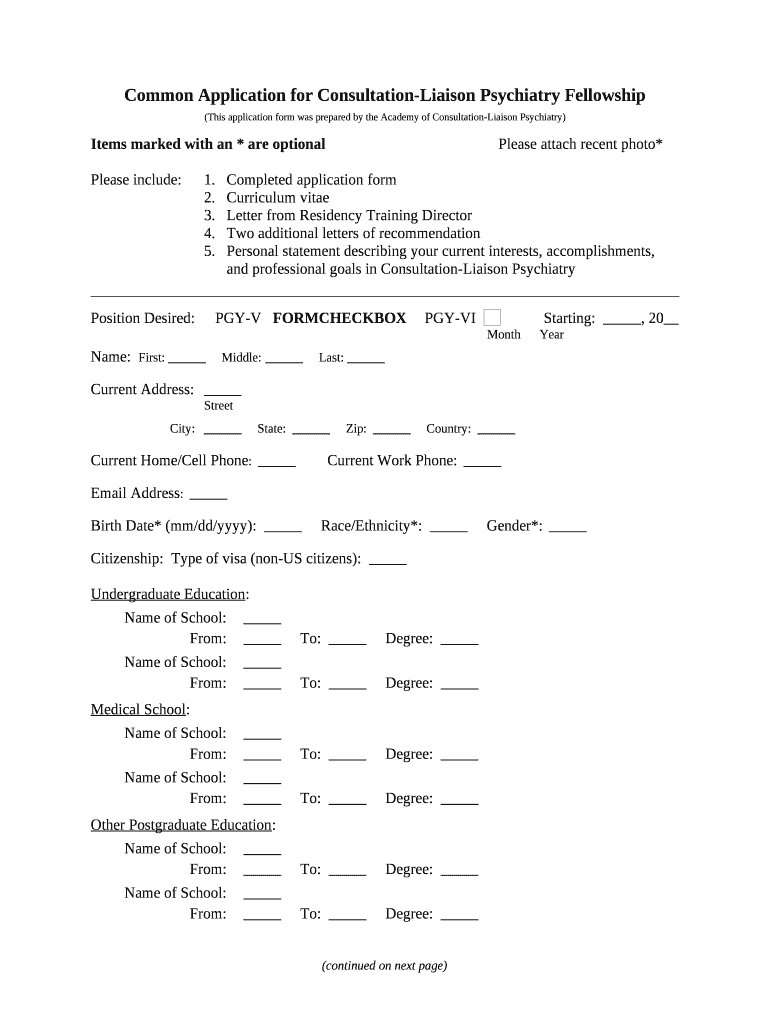 Common CLP Fellowship Application Doc Template | pdfFiller