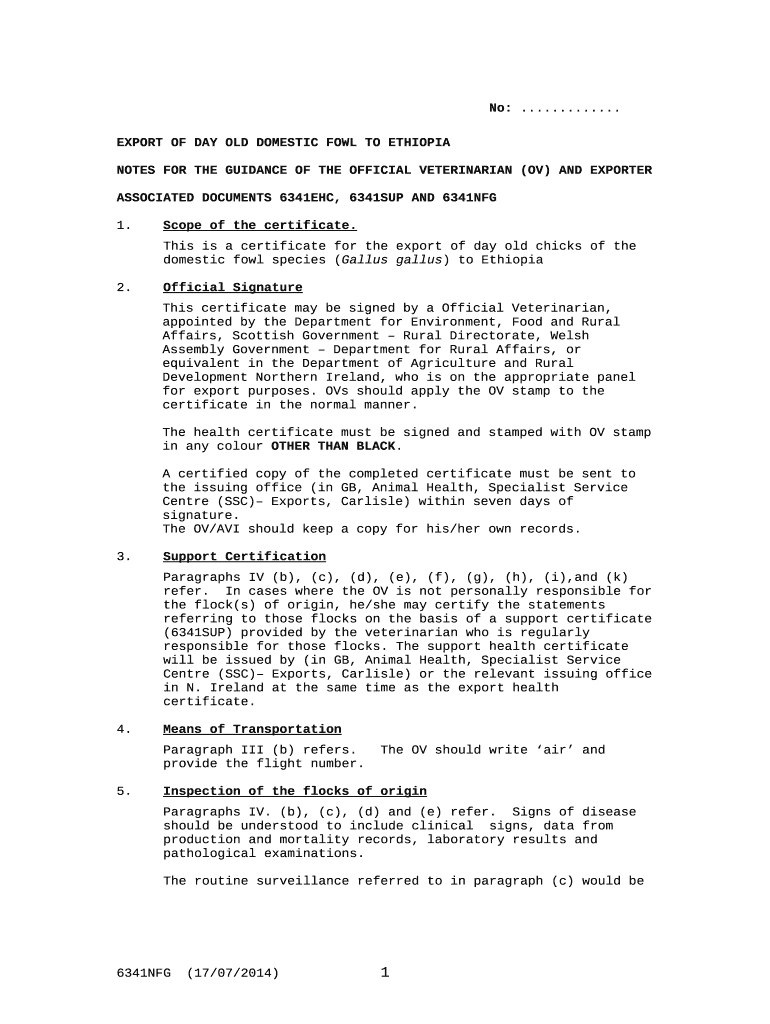 Export Health Certificates - OV Instructions Doc Template | pdfFiller