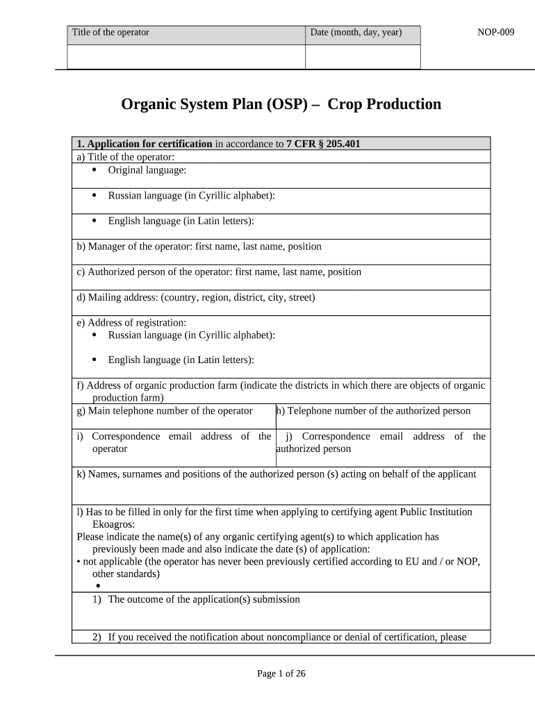 organic system plan Doc Template | pdfFiller