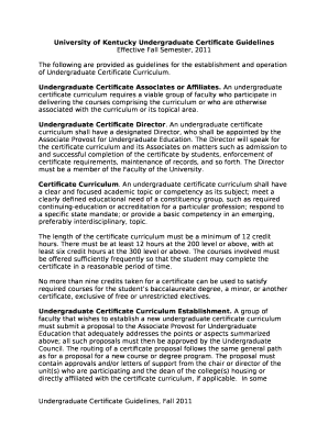 University of Kentucky Undergraduate Certificate Guidelines Doc ...