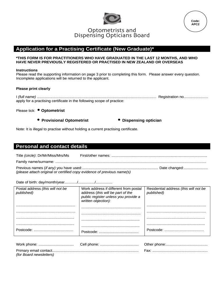 Registration template - Optometrists and Dispensing ... Doc Template ...
