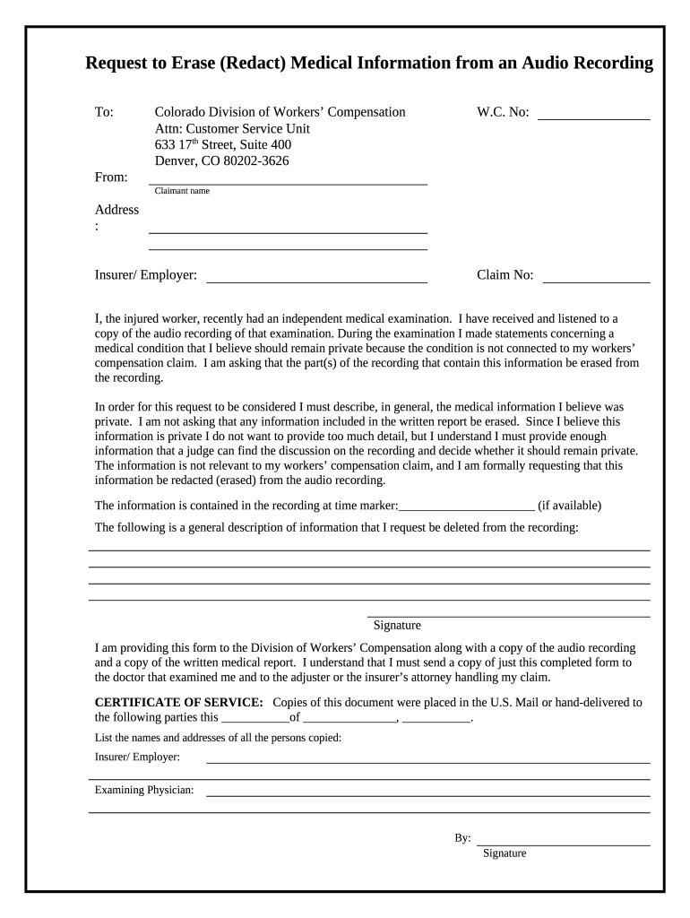 Request to Erase (Redact) Medical Ination from an Audio Recording Doc ...