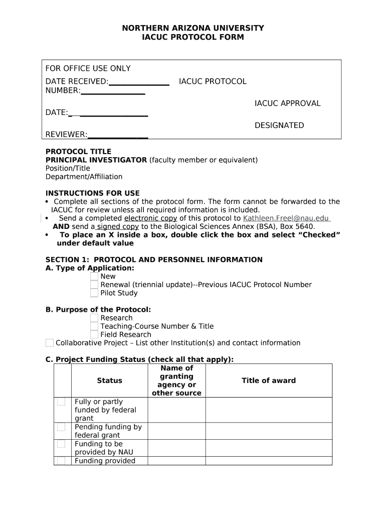 IACUC - OSU Research Office - Oregon State University Doc Template | pdfFiller