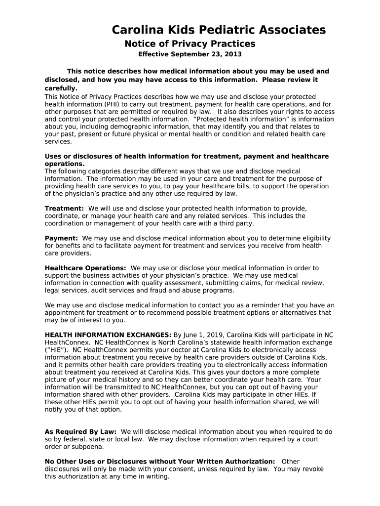 NOTICE OF PRIVACY PRACTICES - PDF Free Download Doc Template | pdfFiller