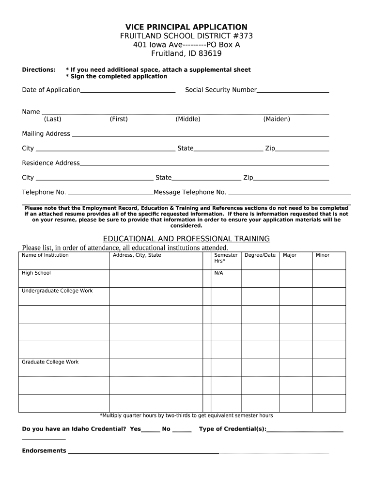 SCHOOL PRINCIPAL APPLICATION Doc Template | pdfFiller