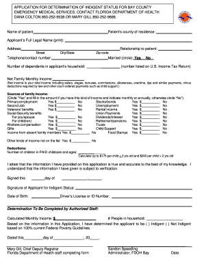 Fillable Online application for determination of indigent status for ...