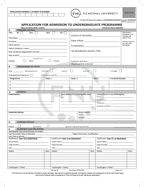 Fillable Online Application for Admission Form-Undergraduate - Fiji ...