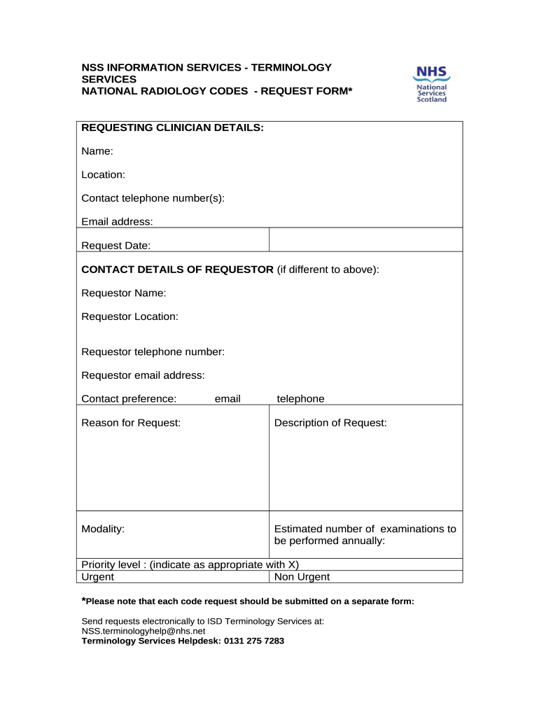 NATIONAL RADIOLOGY CODES-REQUEST Doc Template | pdfFiller