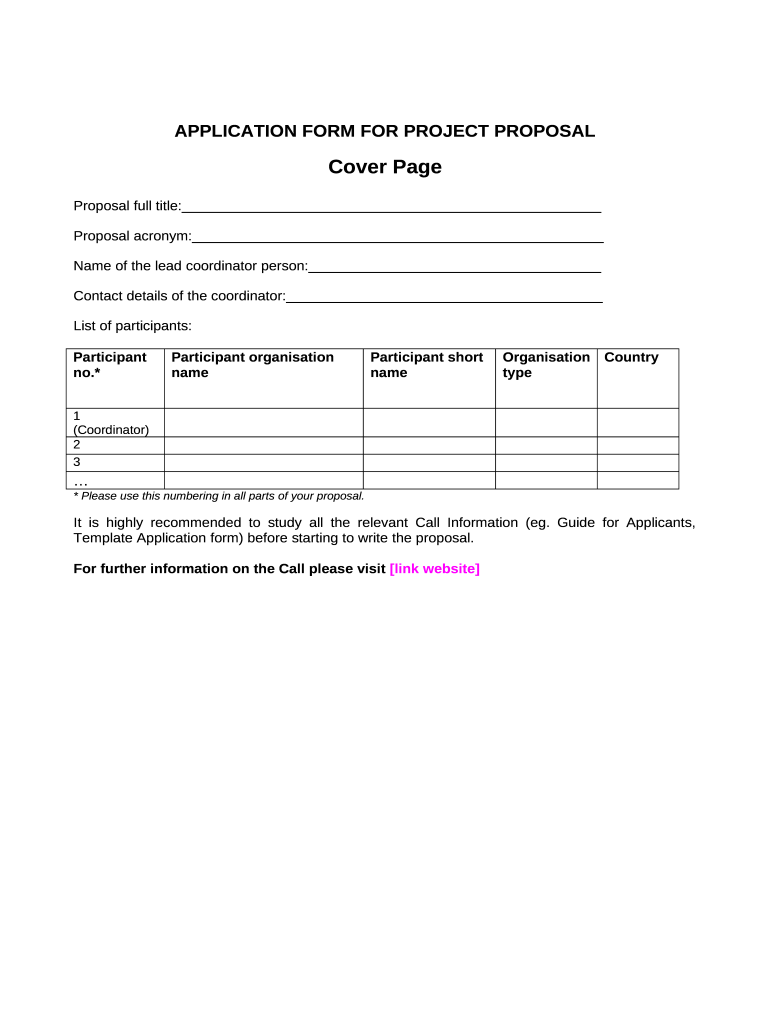 APPLICATION FOR PROJECT PROPOSAL Doc Template | pdfFiller