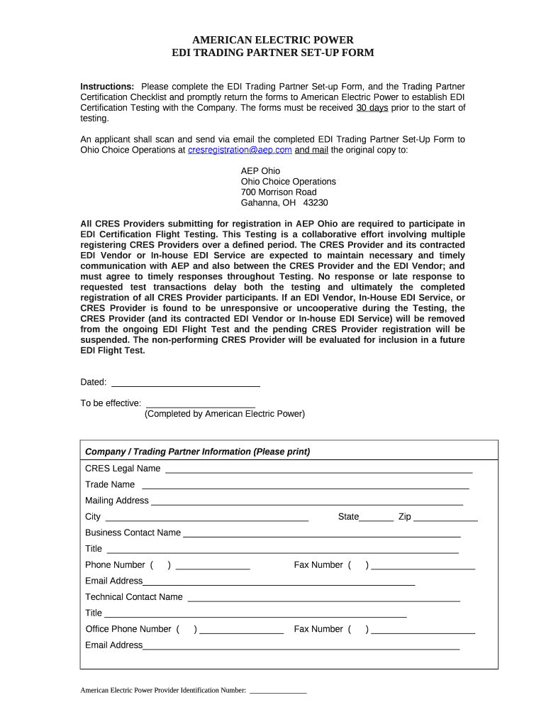 EDI Setup Doc Template | pdfFiller