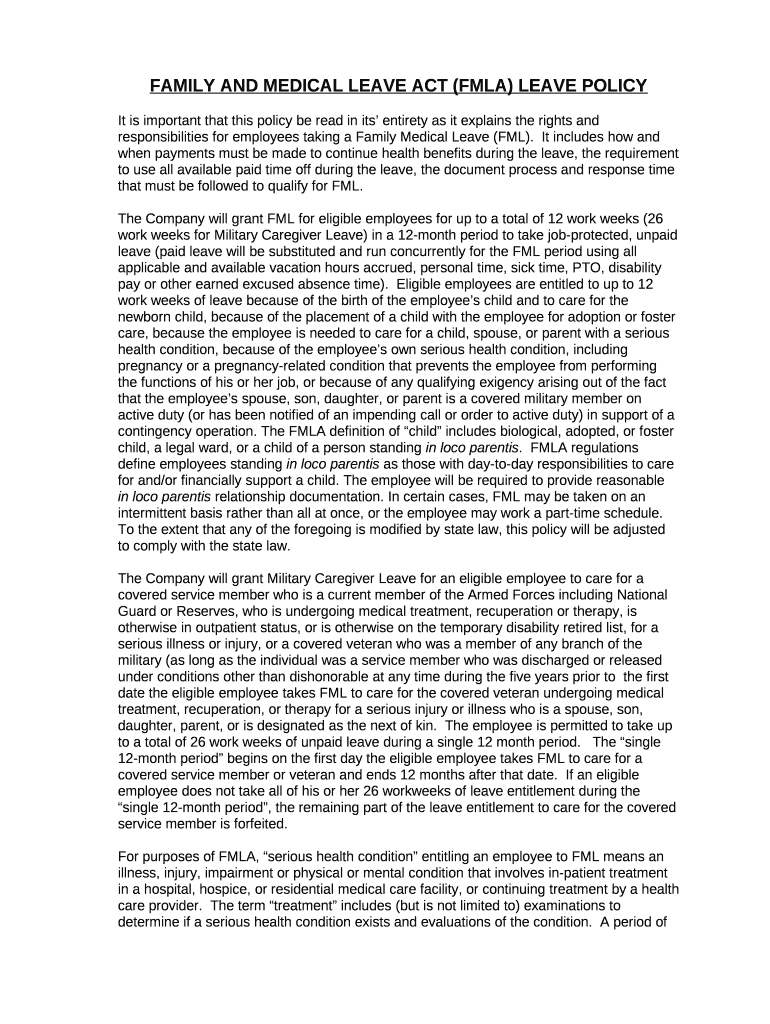 ination/FMLA policy Doc Template | pdfFiller