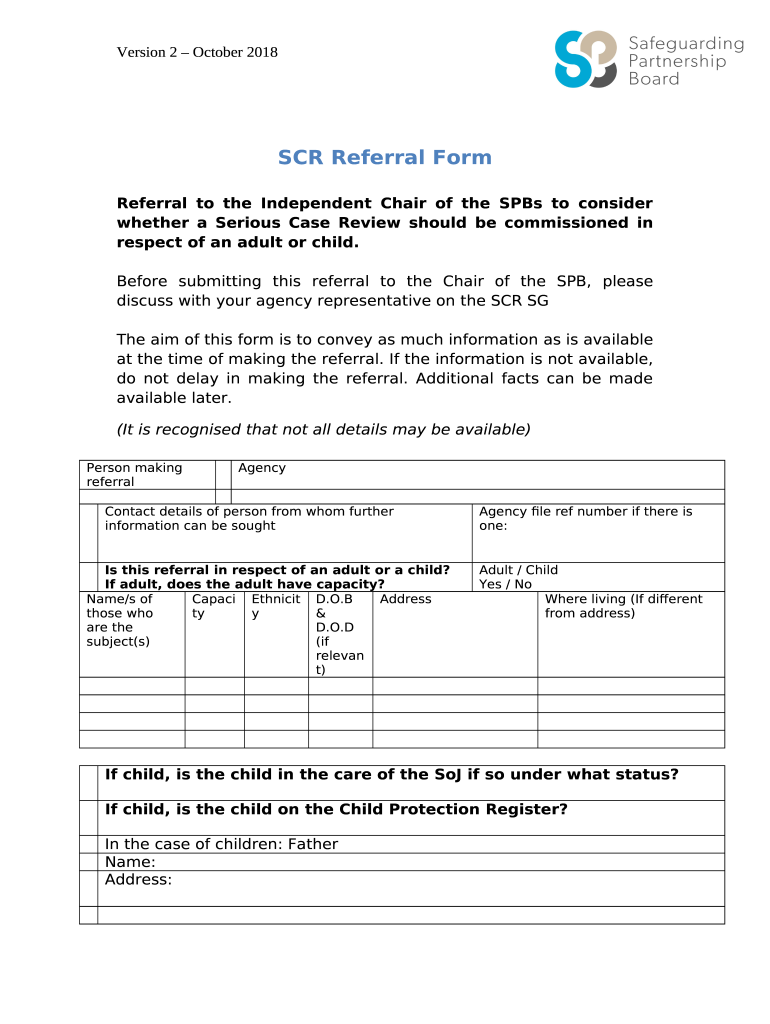 SCR Referral Doc Template | pdfFiller