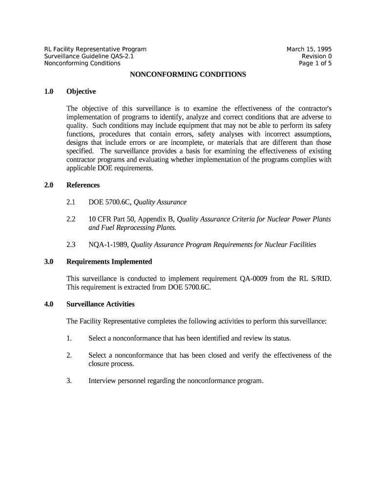 Surveillance Guides - QAS 2.1 Nonconing Conditions. Surveillance Guides - QAS 2.1 Nonconing ...