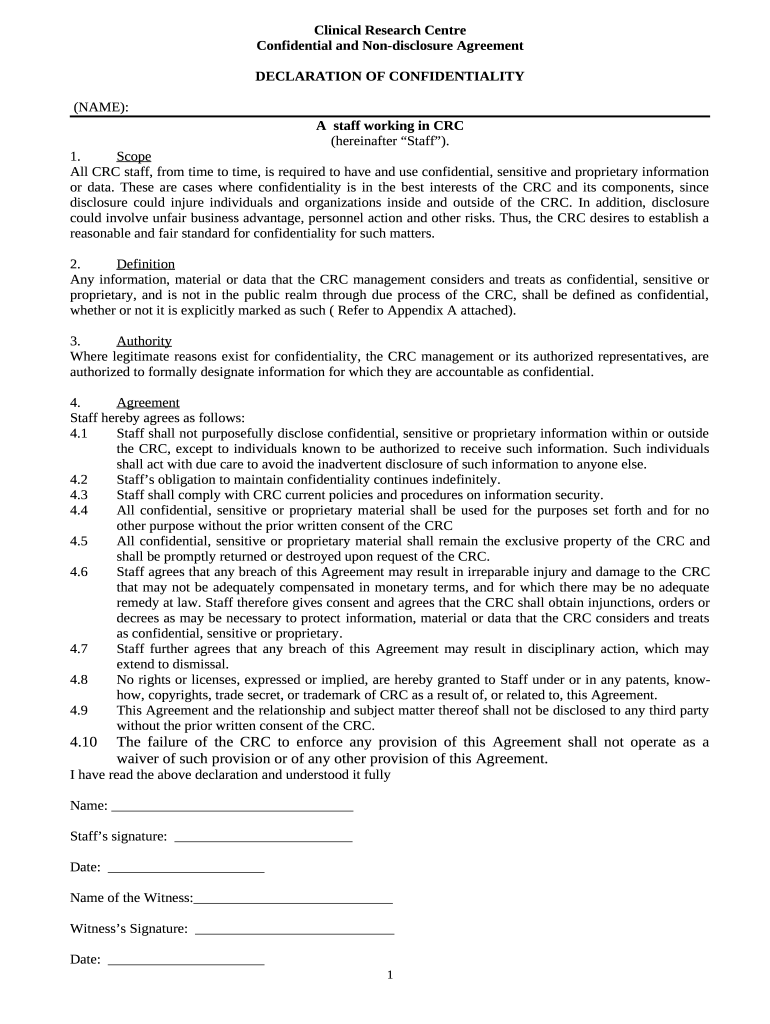 c Declaration of confidentiality - Clinical Research Centre Doc ...