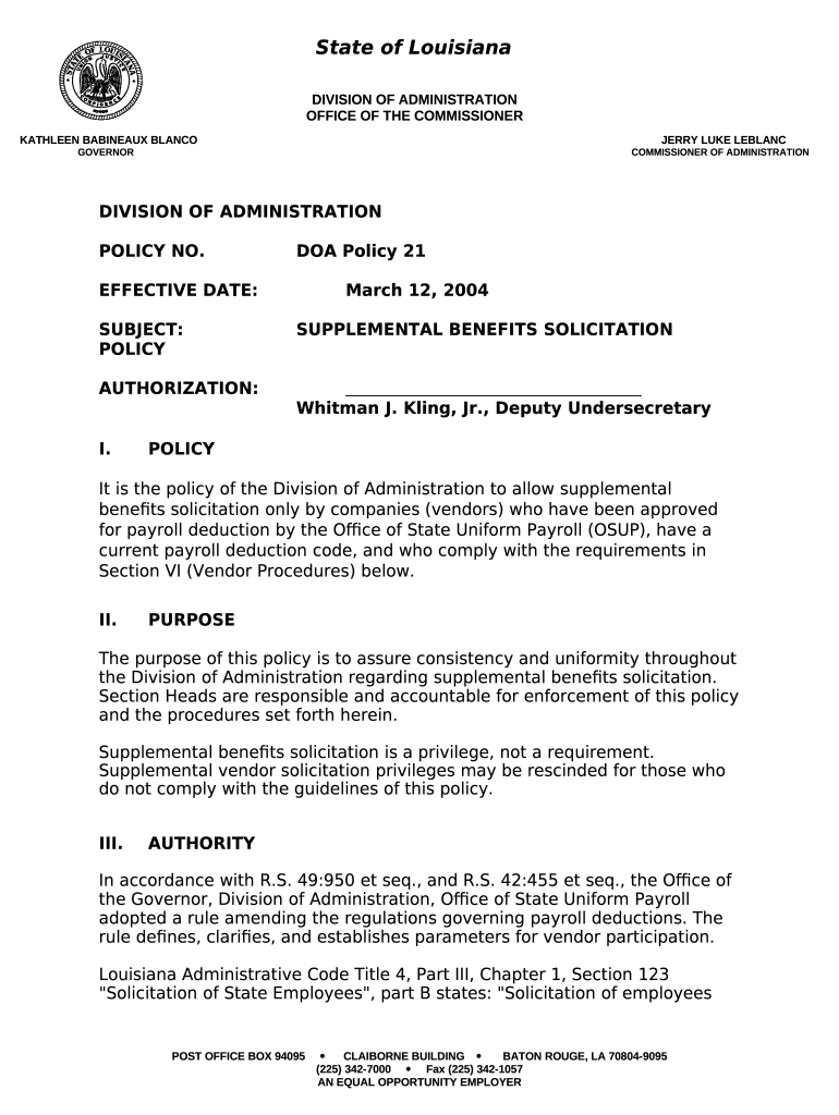 DOA Policy 21 Doc Template | pdfFiller