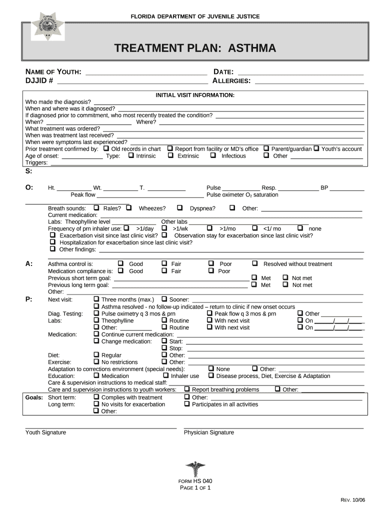Treatment Plan - Asthma Doc Template | pdfFiller