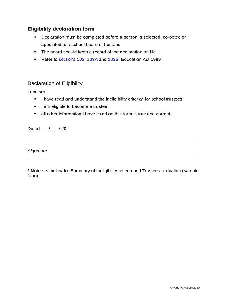Declaration of Eligibility for State Business License ... Doc Template | pdfFiller