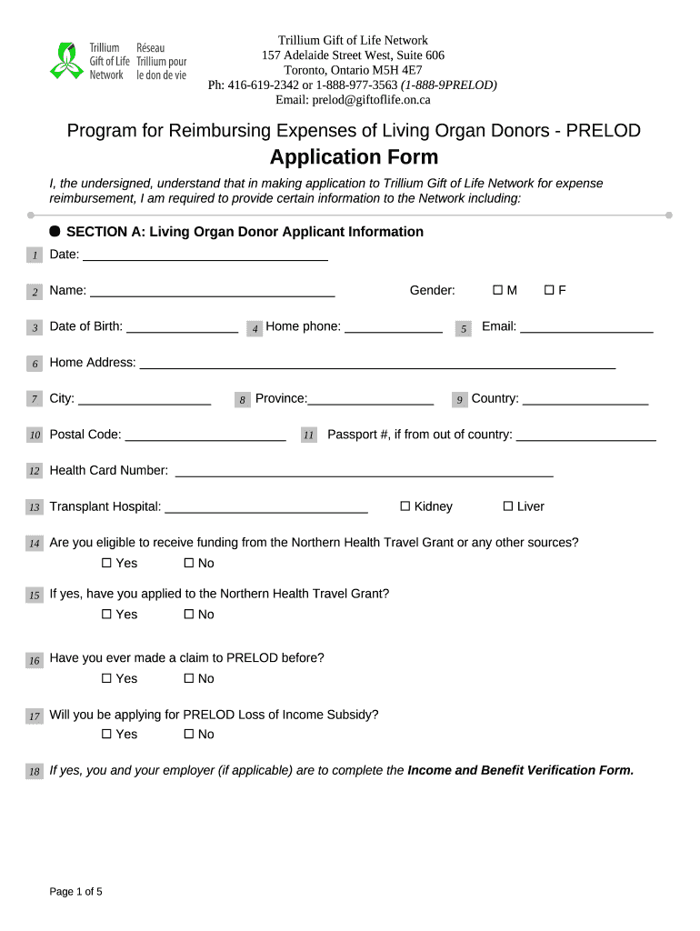 Sample - Trillium Gift of Life Network Doc Template | pdfFiller