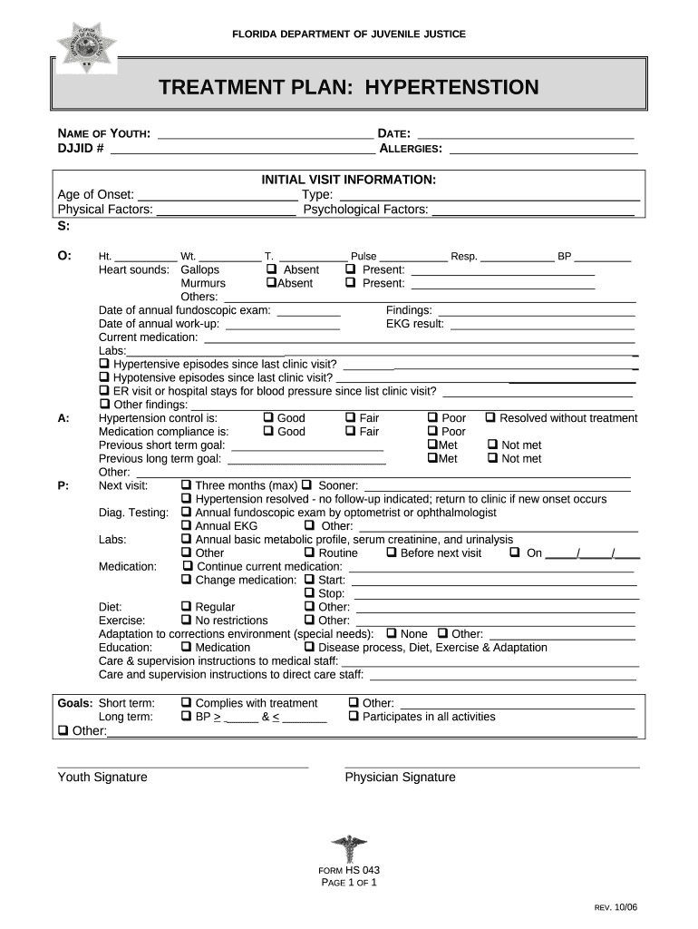 Treatment Plan Hypertension Doc Template | pdfFiller