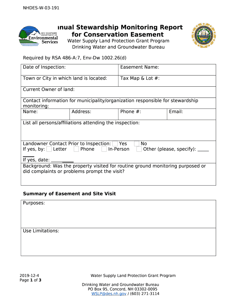 03-191 DES WATER SUPPLY LAND CONSERVATION GRANT PROGRAM Annual ...