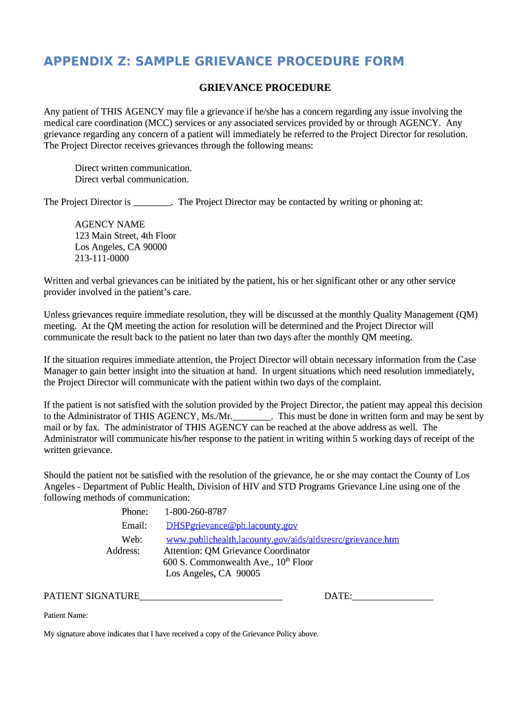 grievance procedure example Doc Template | pdfFiller