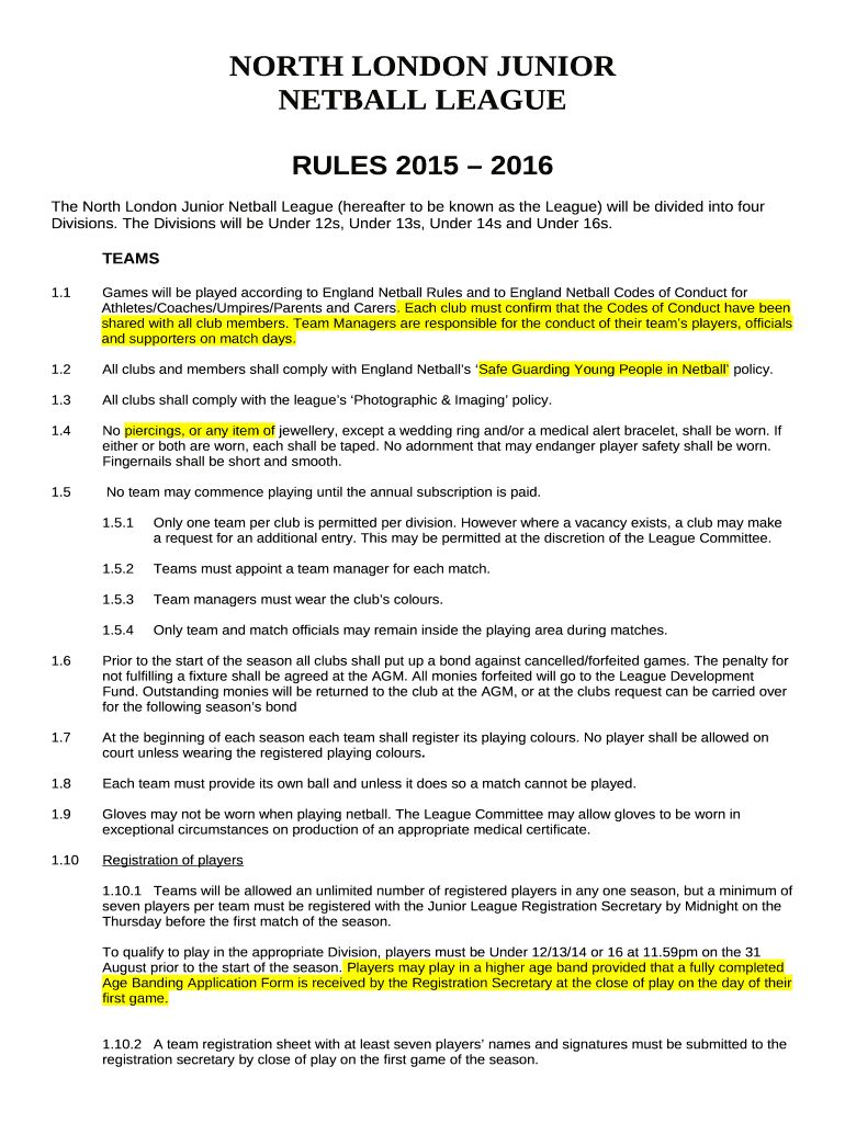 Junior Netball League - Hong Kong Netball Association Doc Template ...