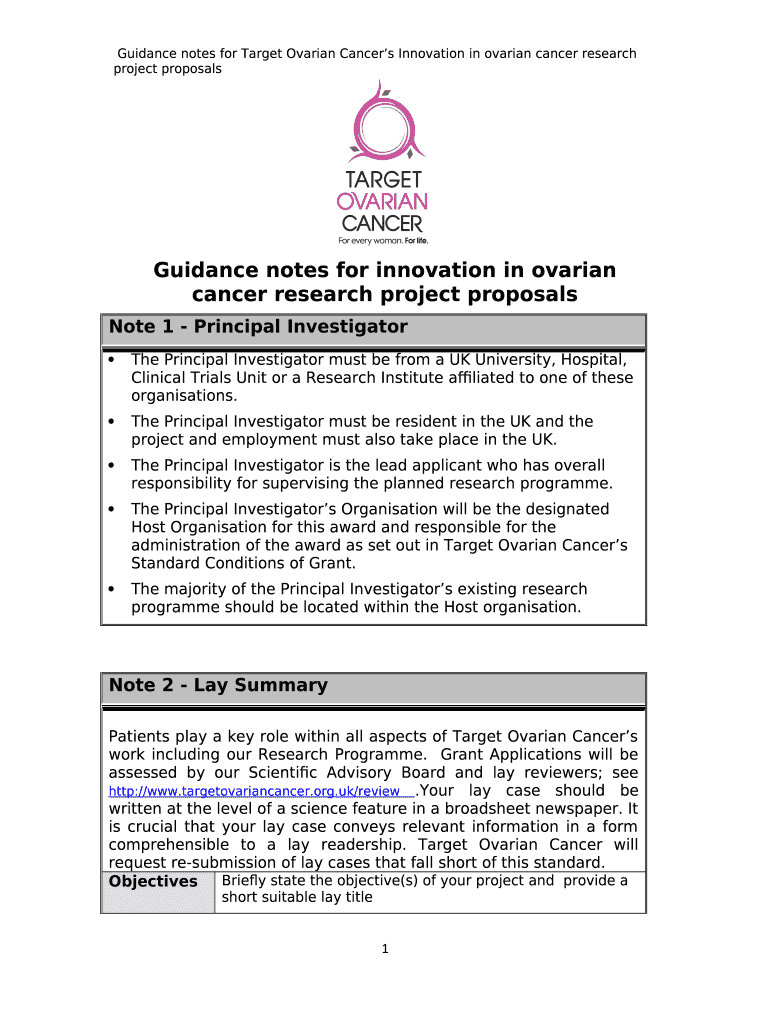 Guidance notes for innovation in ovarian cancer research ... Doc ...