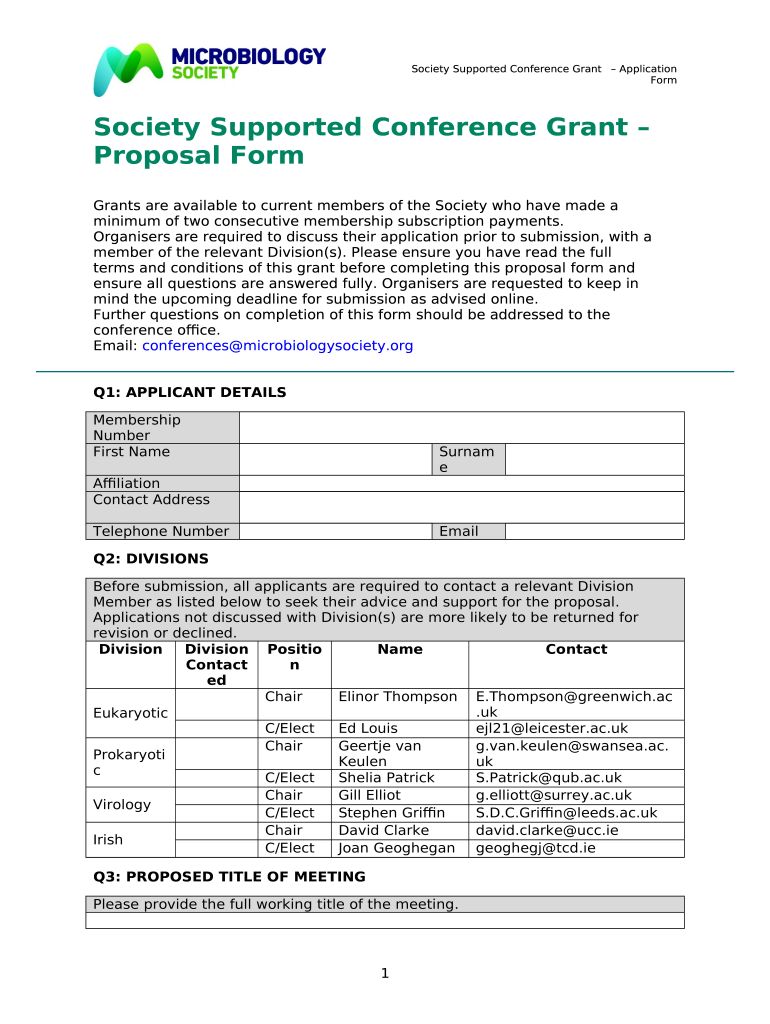 Society-Supported Conference Grant Application Doc Template | pdfFiller