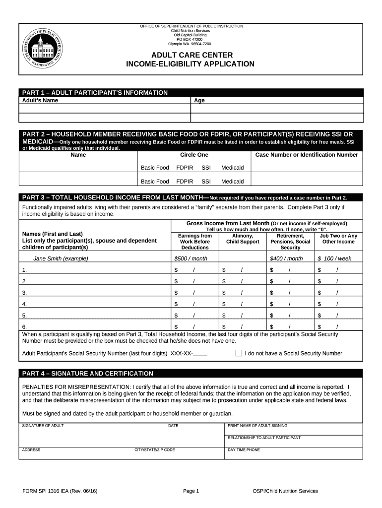 Child and Adult Care Food Program - OSPI Doc Template | pdfFiller