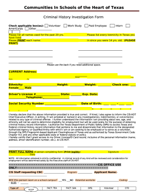 Criminal History Investigation Doc TemplatePDFfiller Doc Template ...