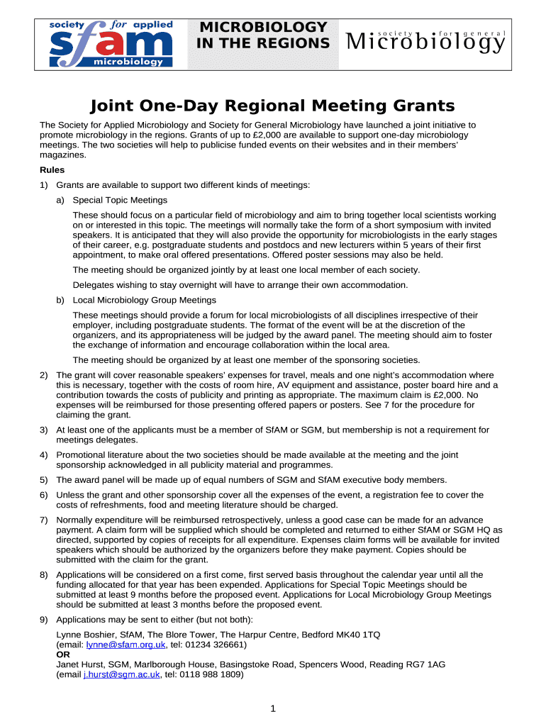 SGM SfAM - Society for General Microbiology Doc Template | pdfFiller