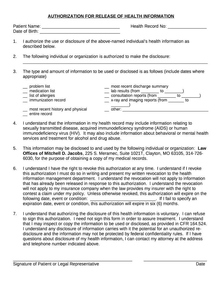 Authorization for Disclosure of Health Ination - Family ... Doc Template | pdfFiller