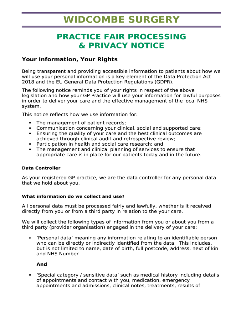 Disability Access - Widcombe Surgery Doc Template | pdfFiller