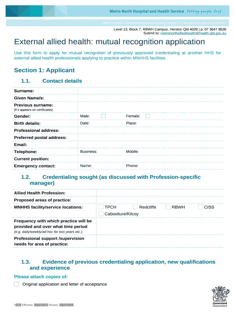 Mutual recognition application for credentialing - external allied ...
