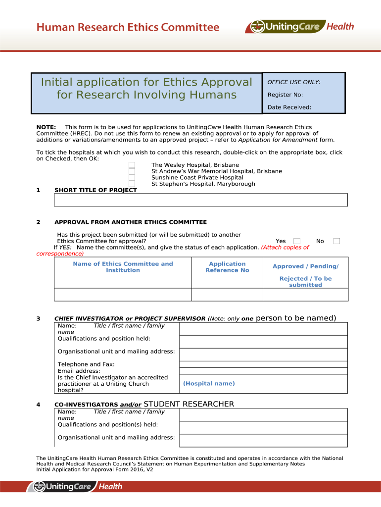 Human Research Ethics CommitteeChildren's Health ... Doc Template ...
