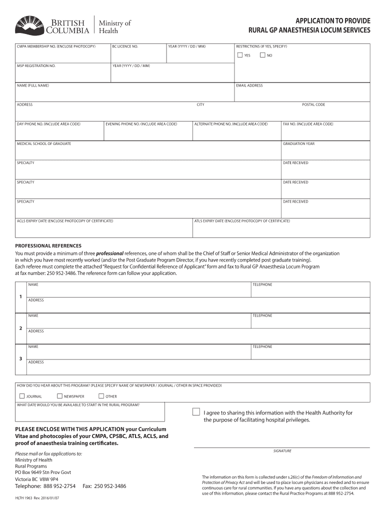 Fillable Online Request for Rural GP Anaesthesia Locum Assistance (PDF ...