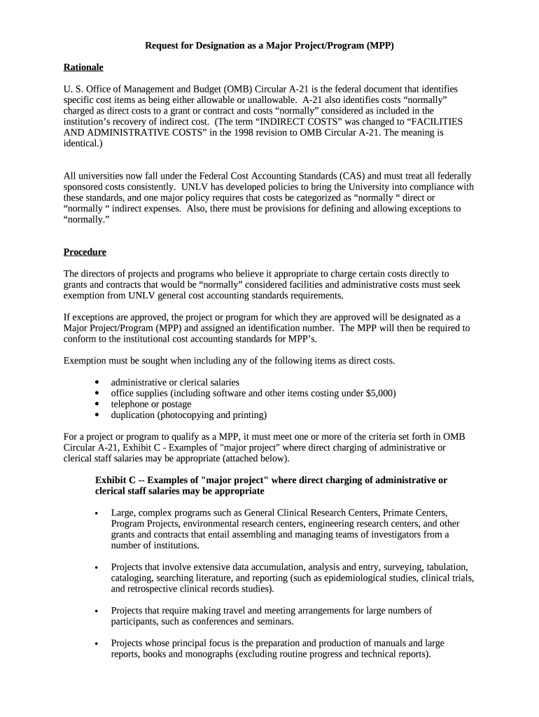 PROCEDURES FOR DETERMINING STATUS AS A MAJOR PROJECT OR PROGRAM (MPP ...