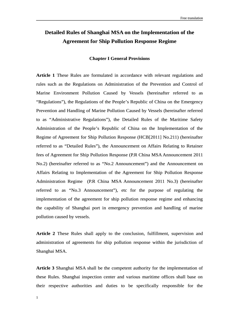 MSA Rules on the Implementation of the Regime of Agreement ... Doc ...