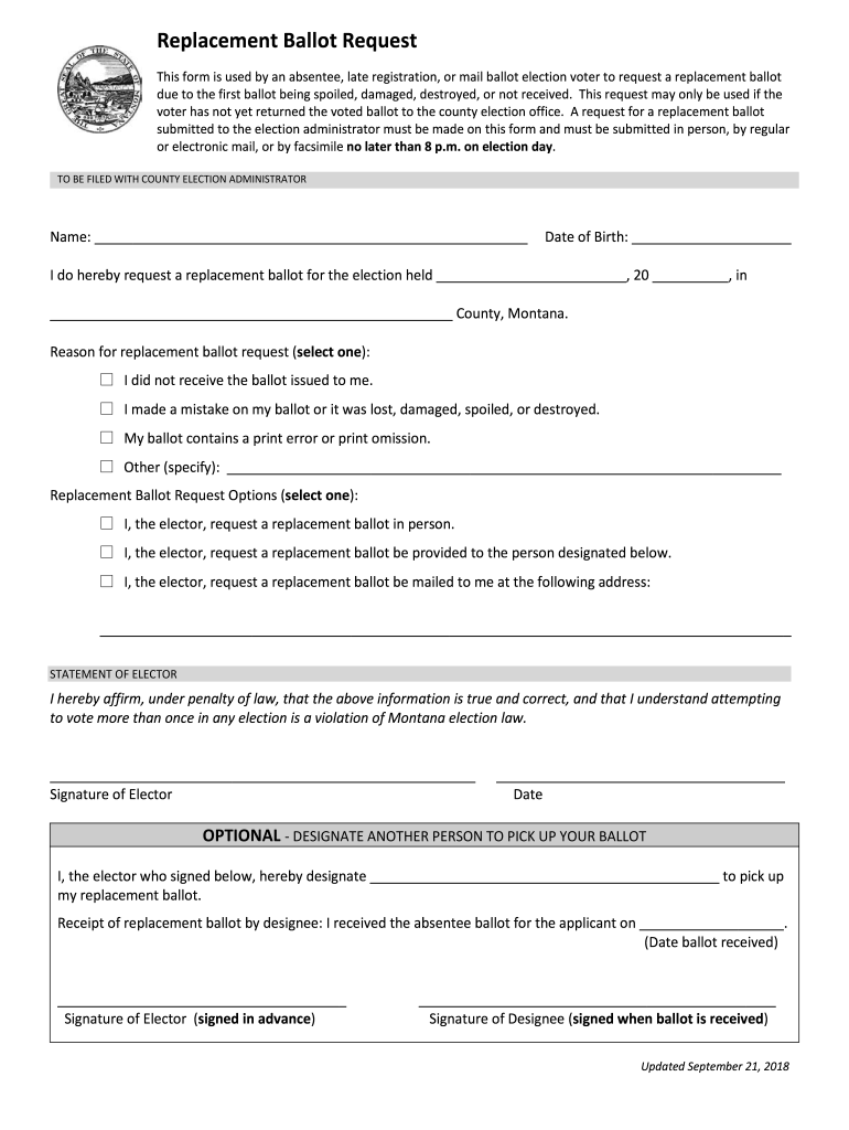 Fillable Online Replacement Ballot Request Fax Email Print - pdfFiller
