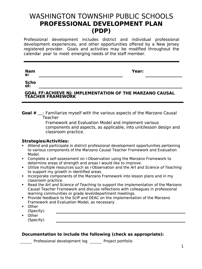 Optional District PDP Template and Sample - NJ.gov Doc Template | pdfFiller