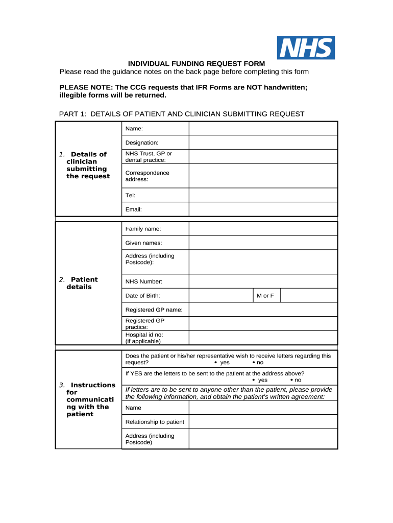 INDIVIDUAL FUNDING REQUEST Doc Template | pdfFiller