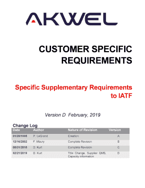 Fillable Online CUSTOMER SPECIFIC REQUIREMENTS Fax Email Print - pdfFiller