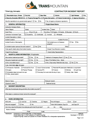 Fillable Online CSM 001 - Contractor Incident Report Form Fax Email ...